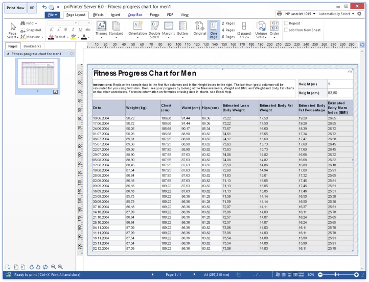 PriPrinter Printing MS Excel Tables